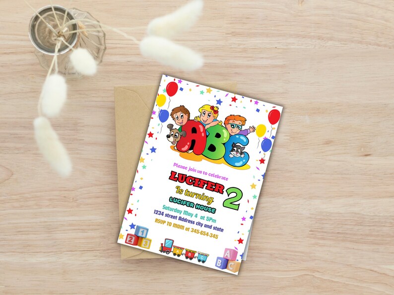 ABC Birthday Party Invitation: Alphabet Theme (editable Printable ...
