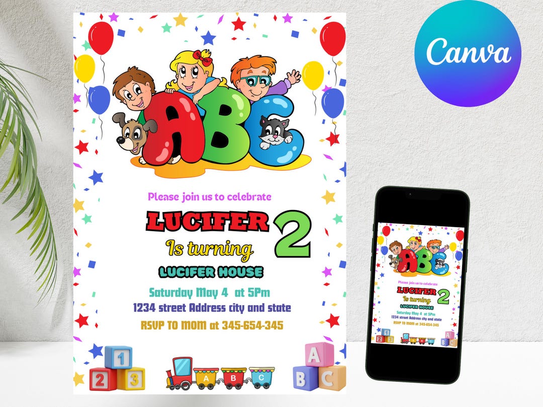 ABC Birthday Party Invitation: Alphabet Theme (editable Printable ...