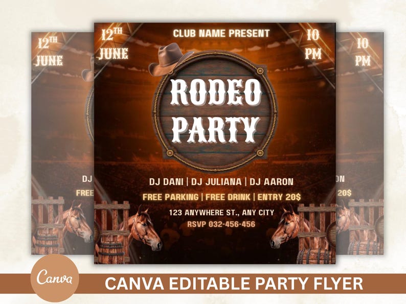 Western Night Party Flyer, DIY Flyer Template Design, Western Party ...