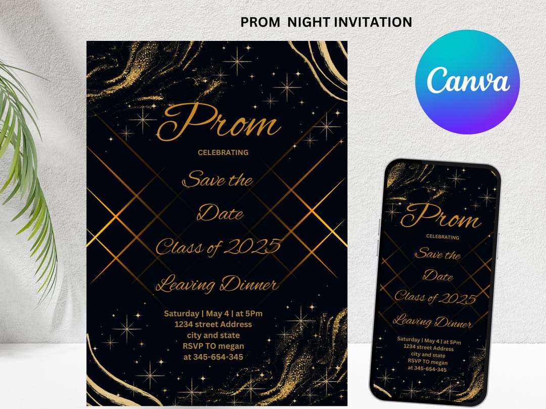 Prom Night Invitation, Prom Party Invitation, Red Carpet Invitation ...