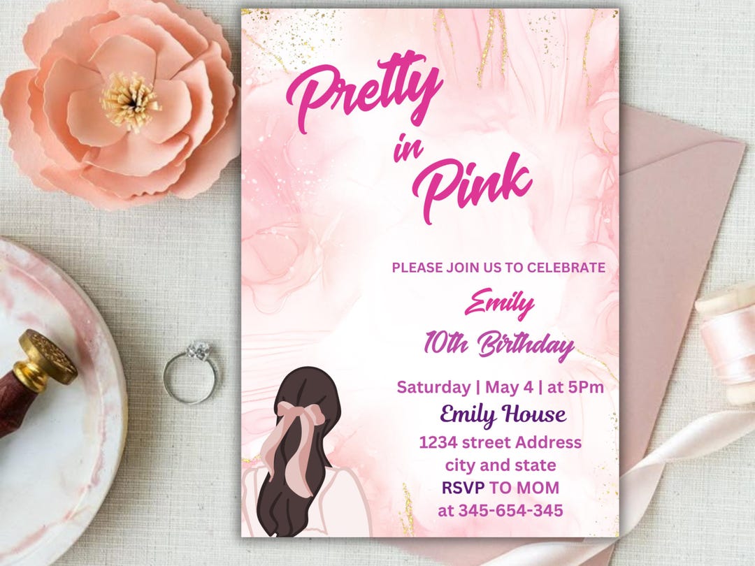Pretty in Pink Birthday Invitation: Teens Dinner Party (printable) - Etsy