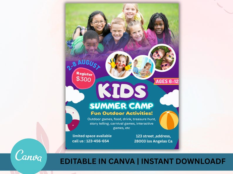 Kids Summer Camp Flyer, Kids Bootcamp Flyer, Kids Summer Workshop, Kids ...