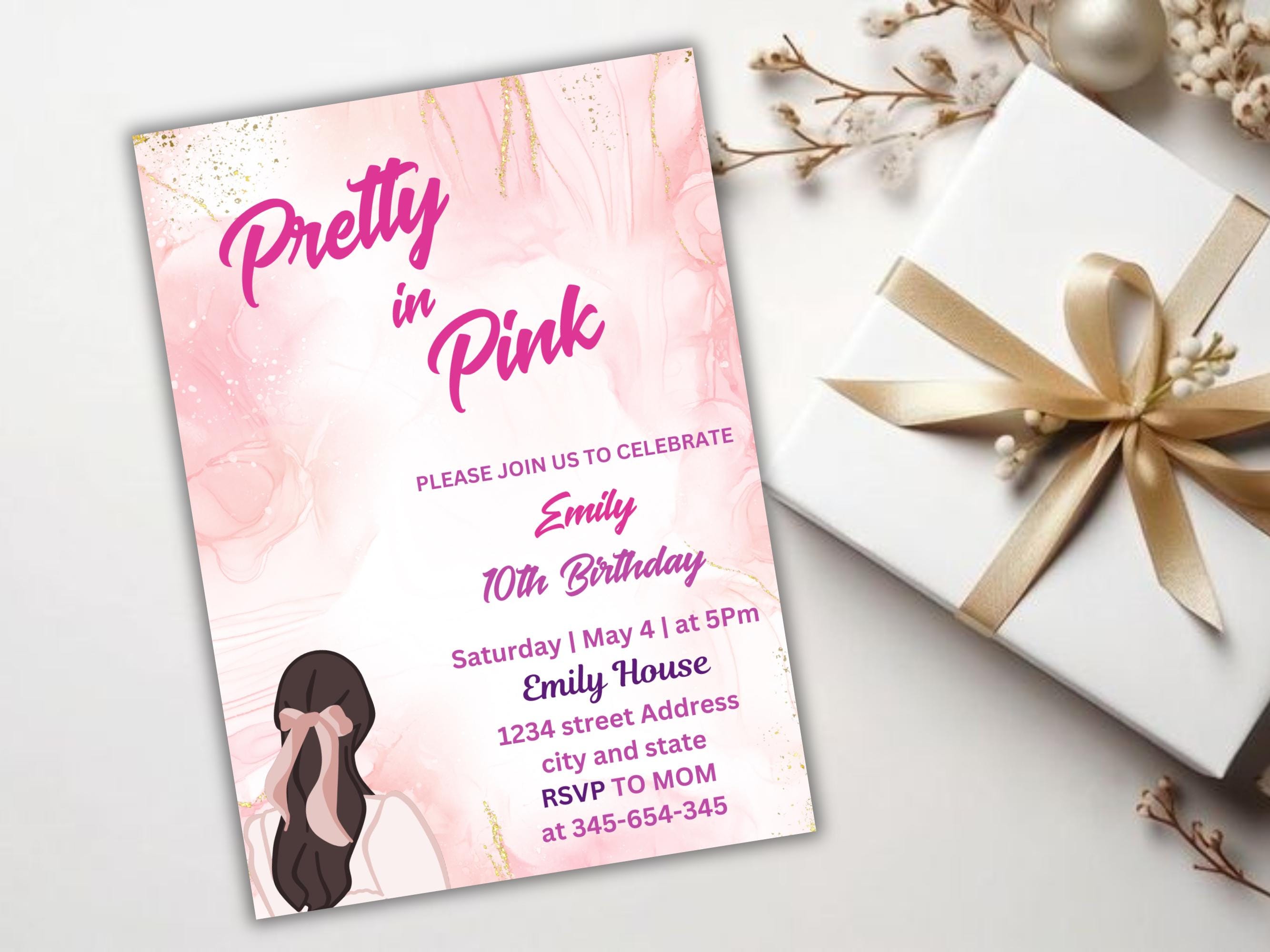 Pretty in Pink Birthday Invitation: Teens Dinner Party (printable) - Etsy