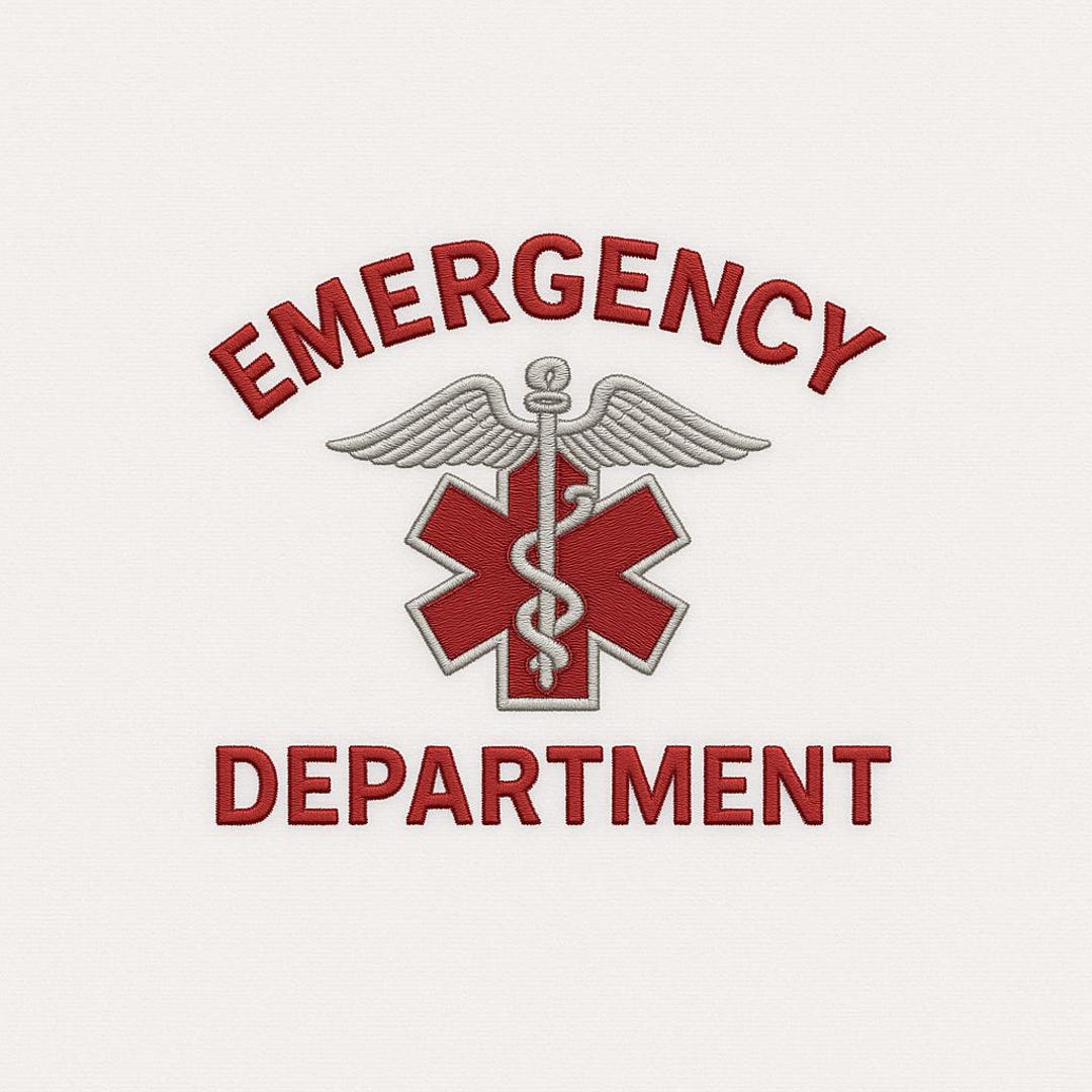 Emergency Department Embroidery Design, EMS Star of Life Medical Symbol ...