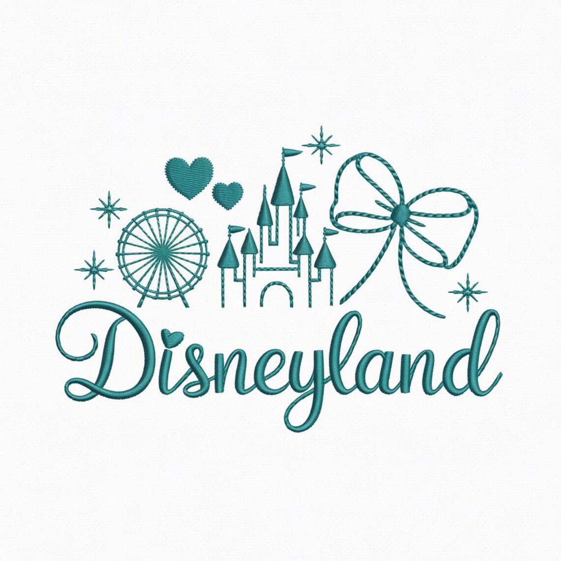 Disneyland Embroidery Design | Castle Stitch Pattern | Cute Bow & Heart ...