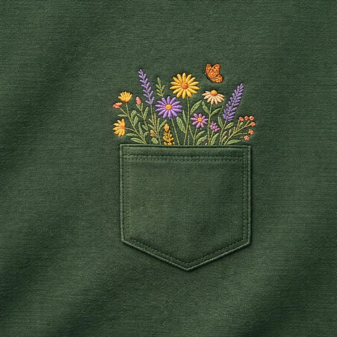 Floral Pocket Embroidery Design, Wildflower Machine Embroidery File ...