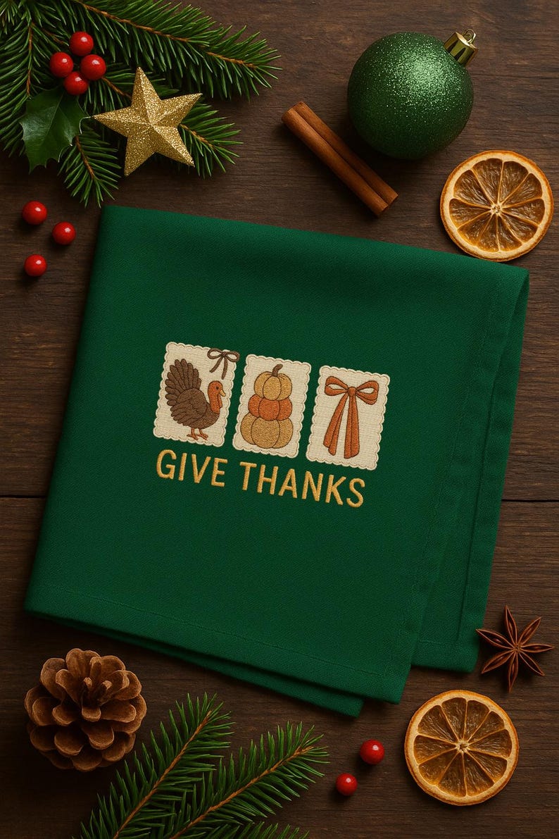 Give Thanks Thanksgiving Embroidery Design, Fall Turkey Pumpkin Bow ...
