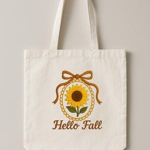 Hello Fall Embroidery Design, Autumn Mushroom Embroidery Pattern ...