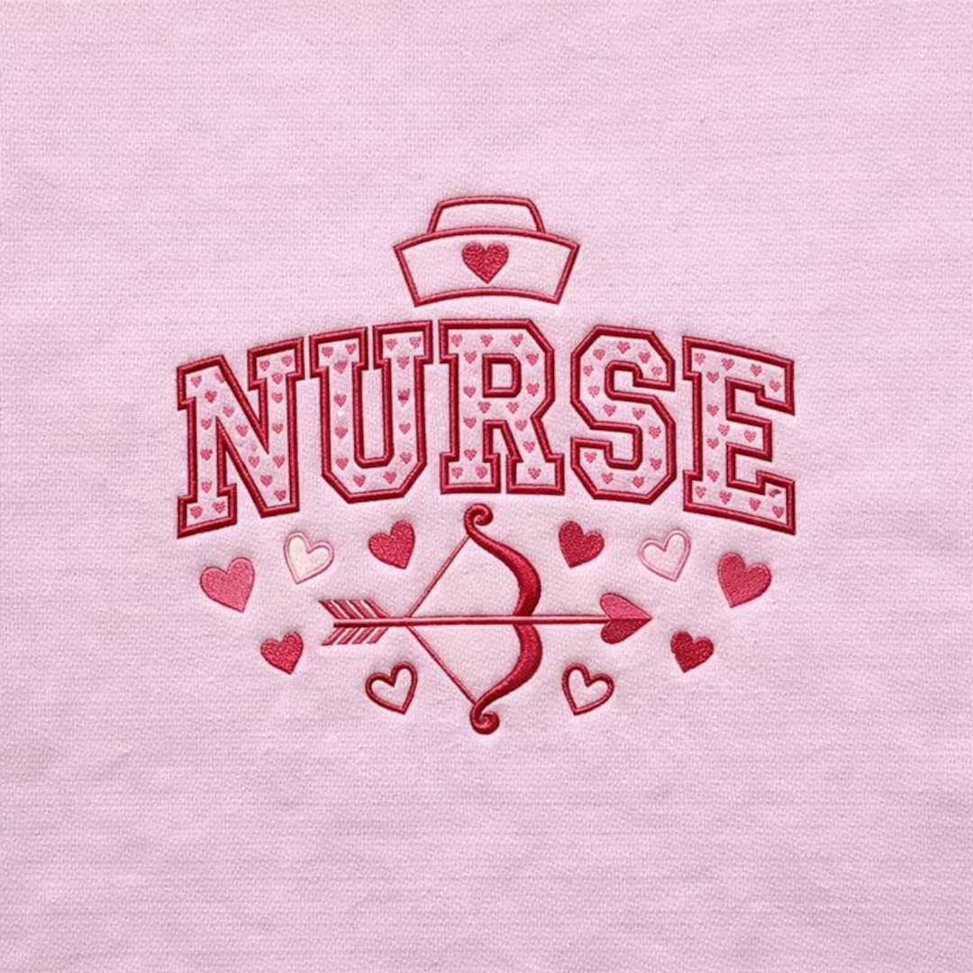 Nurse Embroidery Design, Valentine Nurse Love With Hearts, Cute Medical ...