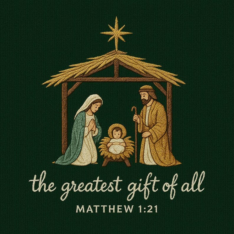 Nativity Scene Embroidery Design | the Greatest Gift of All | Holy ...