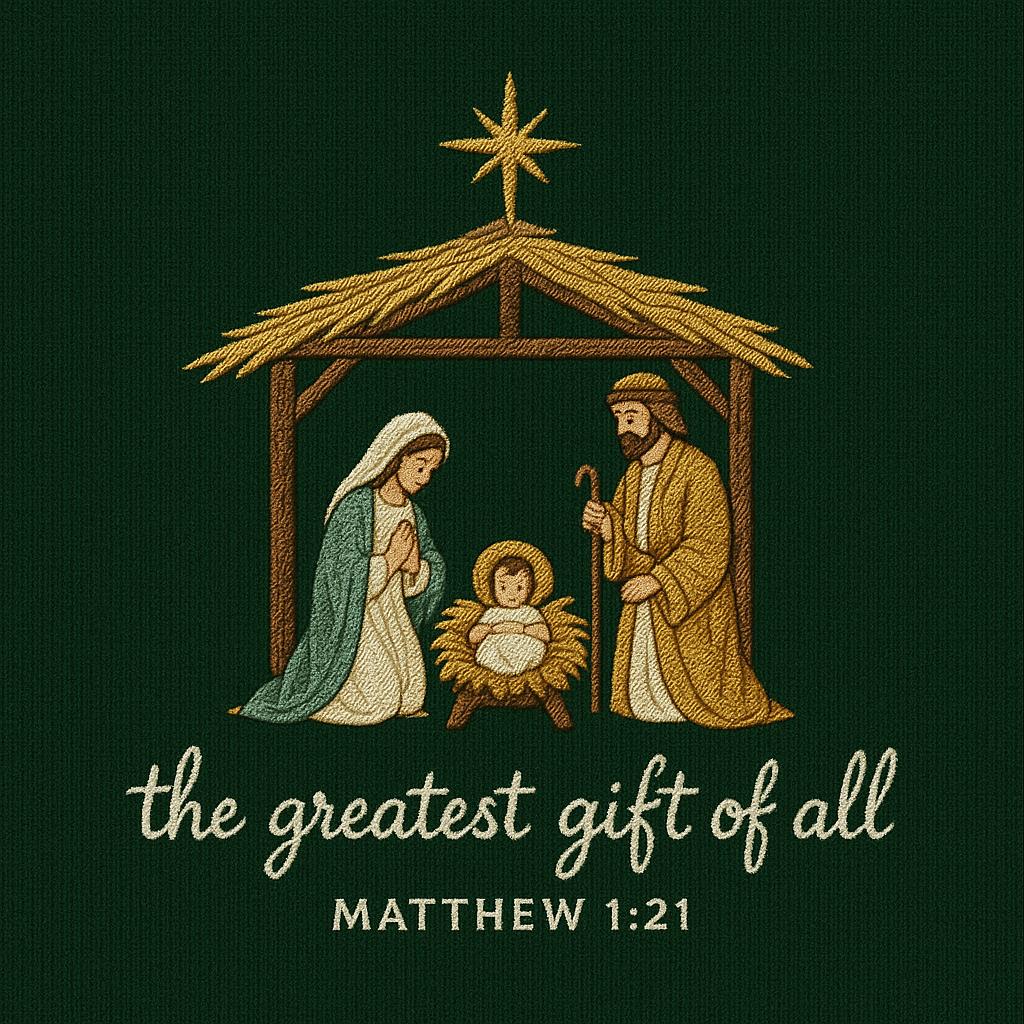 Nativity Scene Embroidery Design | the Greatest Gift of All | Holy ...