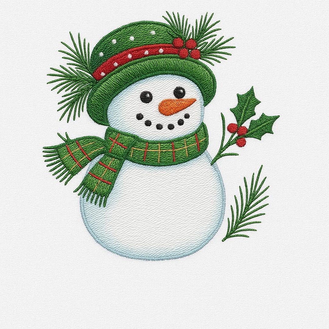 Christmas Snowman Embroidery Design, Cute Snowman Embroidery File ...