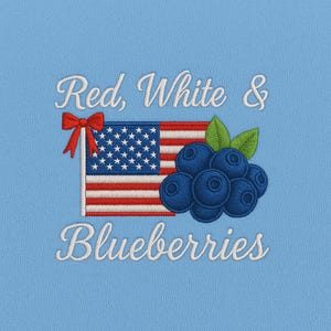 Red White & Blueberries Embroidery Design, Patriotic USA Flag ...