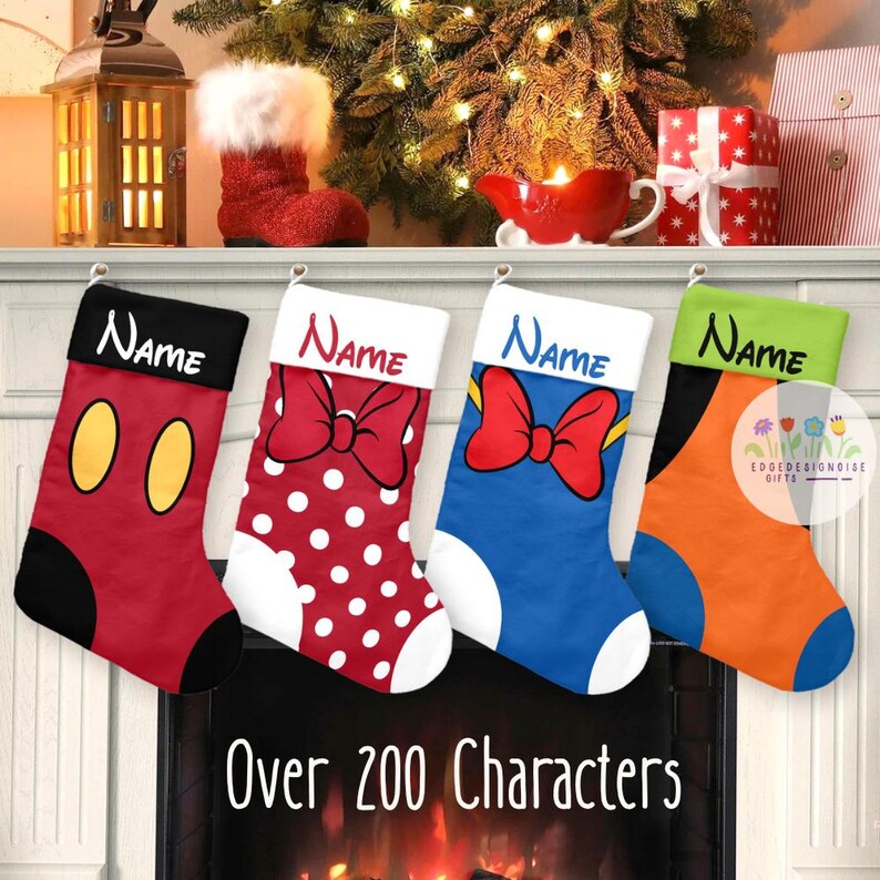 Mickey and Friends Christmas Stockings, Disney All Characters Christmas ...