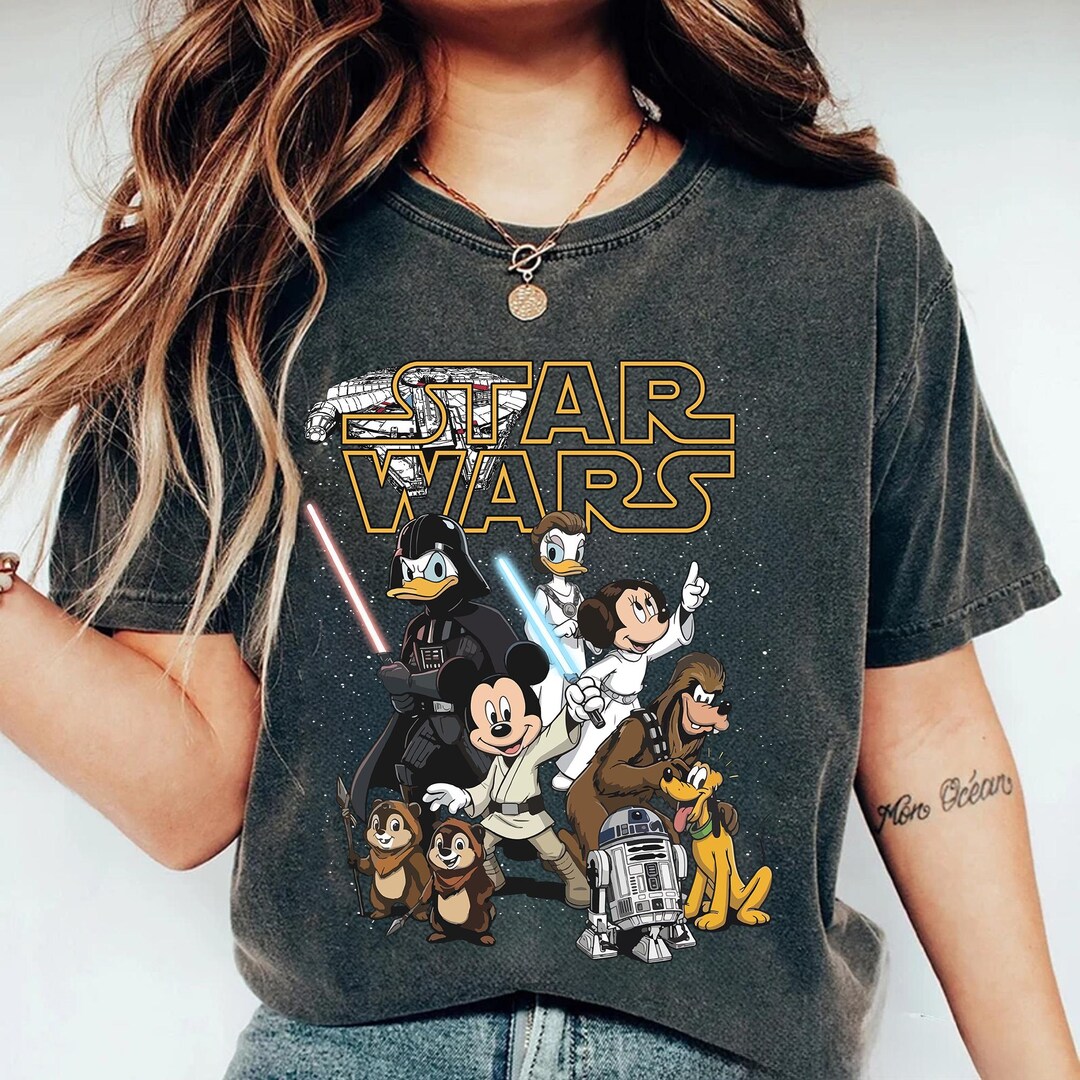 Retro Disney Star Wars Shirt, Mickey Jedi and Friends Tee, Hollywood ...