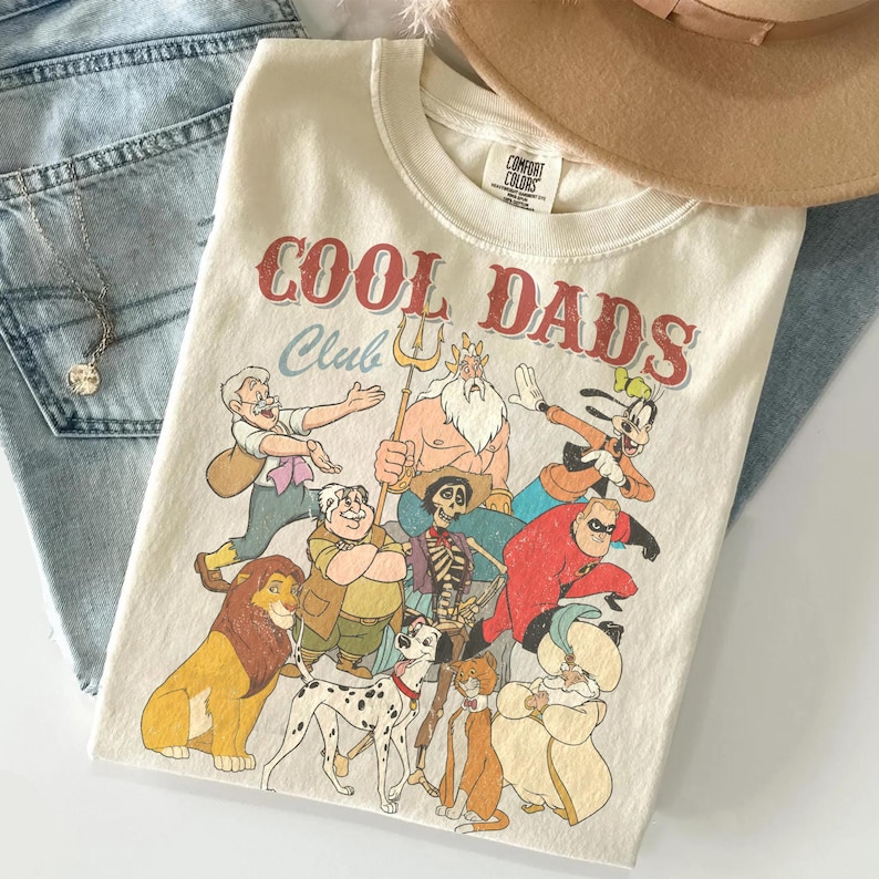 Cool Dads Club Shirt, Retro Fathers Tee, Goofy Mufasa King Triton ...