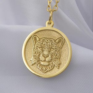 14K Solid Gold Lioness Necklace – Powerful Feminine Pendant, Symbolic ...