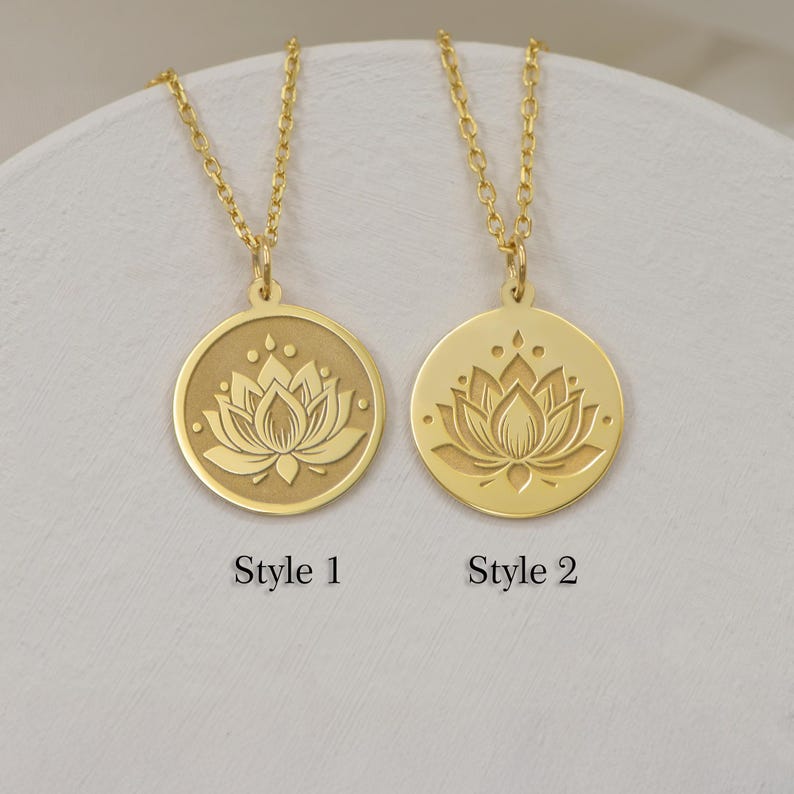 14K Solid Gold Lotus Necklace – Handmade Lotus Flower Pendant ...
