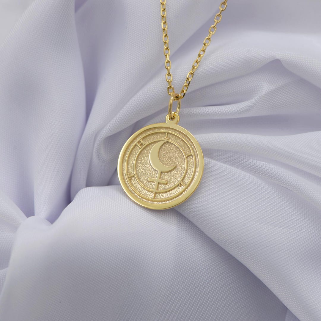 14K Solid Gold Sigil of Lilith Necklace – Occult Protection Pendant ...