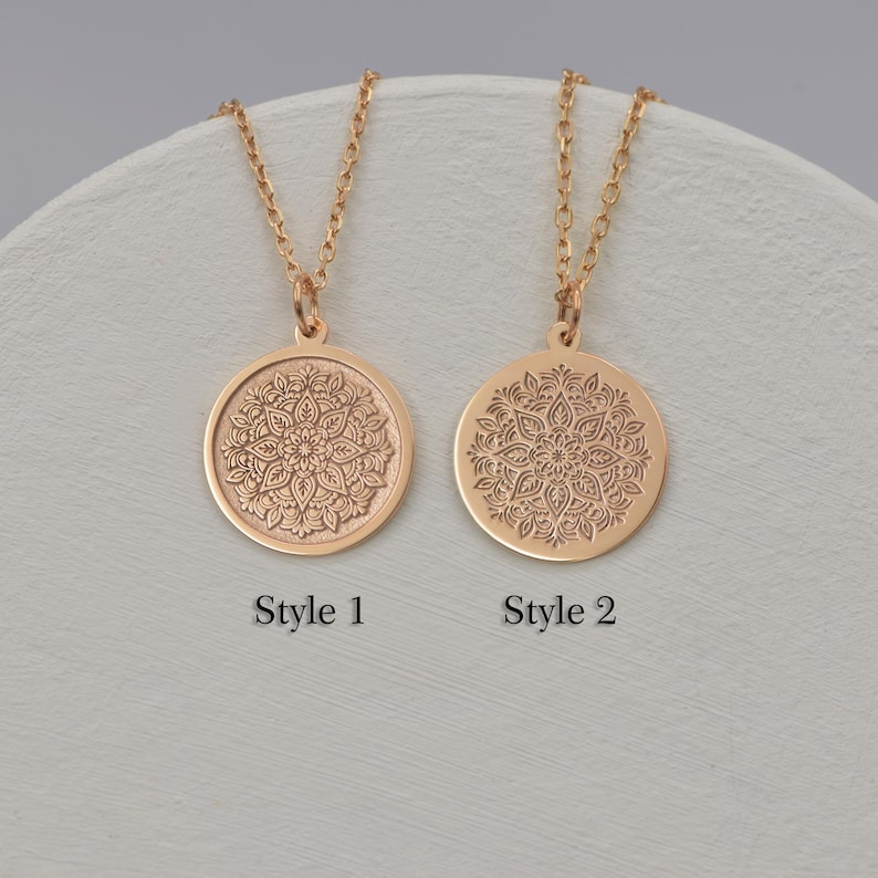 14K Solid Gold Mandala Pendant – Personalized Sacred Symbol Necklace ...