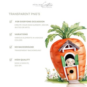 Cute Easter Bunny Carrot Clipart Bundle Easter Rabbit PNG Spring ...