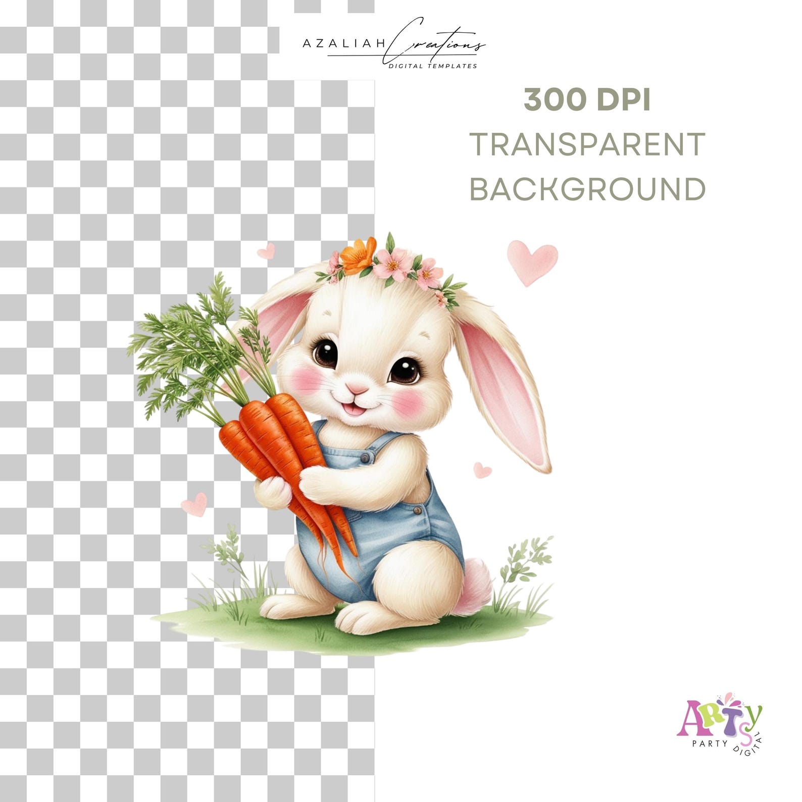 Cute Easter Bunny Carrot Clipart Bundle Easter Rabbit PNG Spring ...