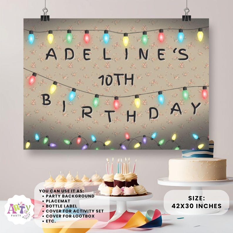 Upside Down Theme Birthday Backdrop, Spooky Teen Party Banner (digital ...