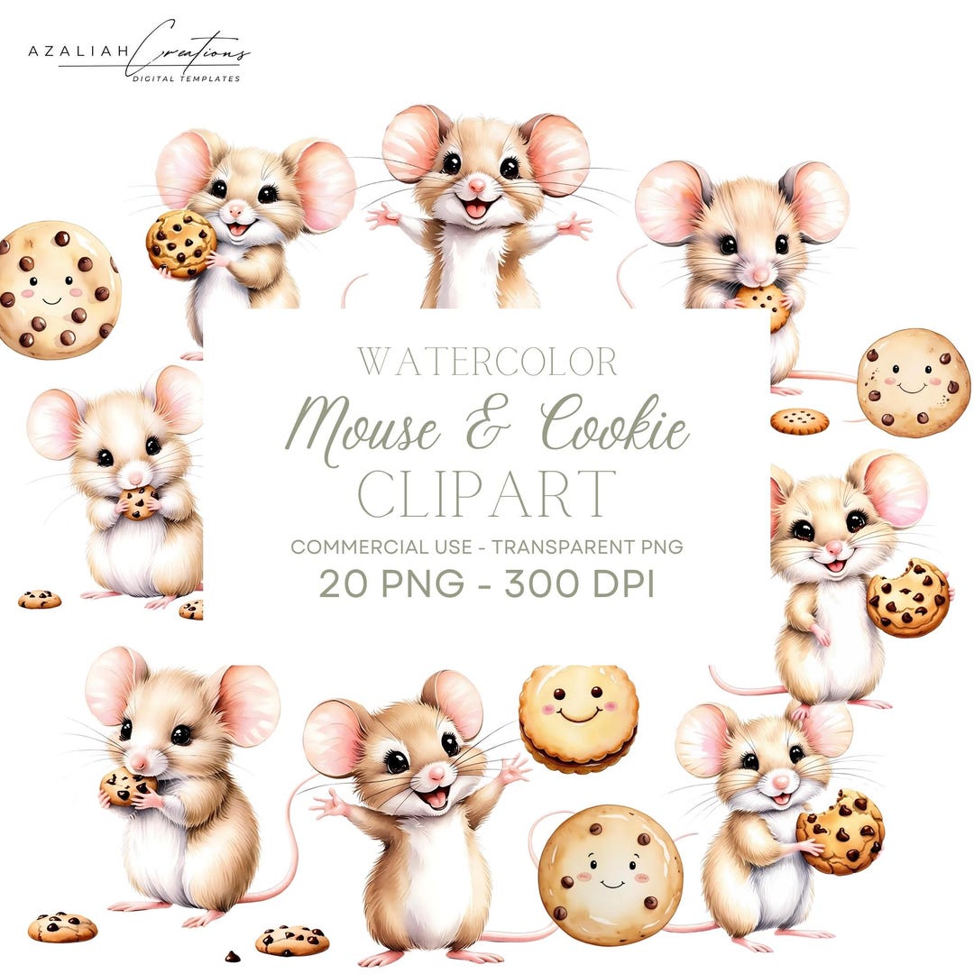 Cute Mouse and Cookie Clipart Bundle Mouse and Cookie PNG Cute Mouse ...