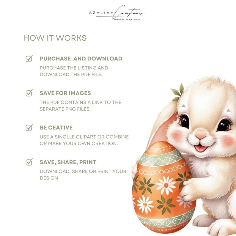 Cute Easter Bunny Carrot Clipart Bundle Easter Rabbit PNG Spring ...