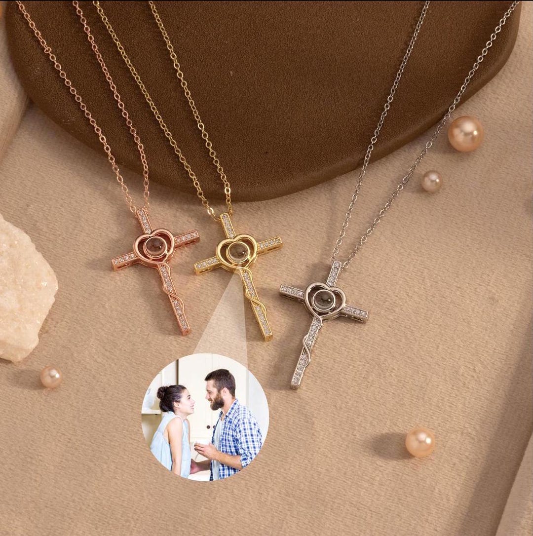 Cross Photo Projection Necklace • Picture Inside Pendant Jewelry ...