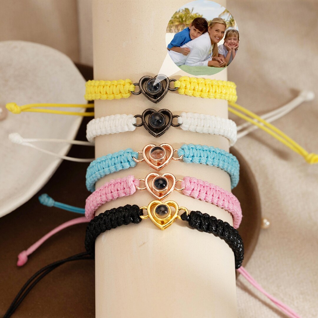 Custom Photo Projection Bracelet, Personalized Braided Rope Bracelet ...