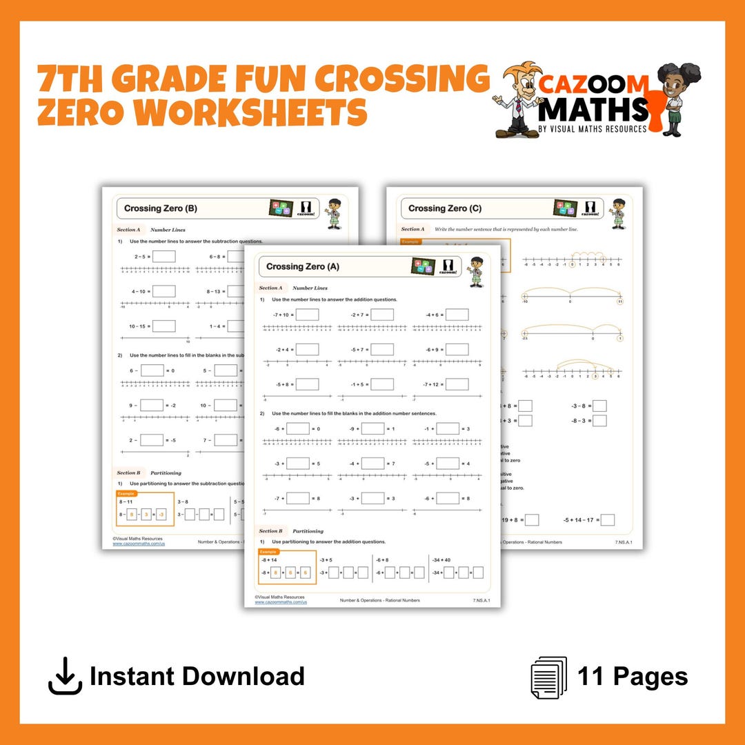 Fun Crossing Zero Worksheets | 7th Grade Rational Number Operations ...