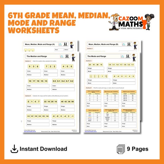 Mode Median Range Worksheets