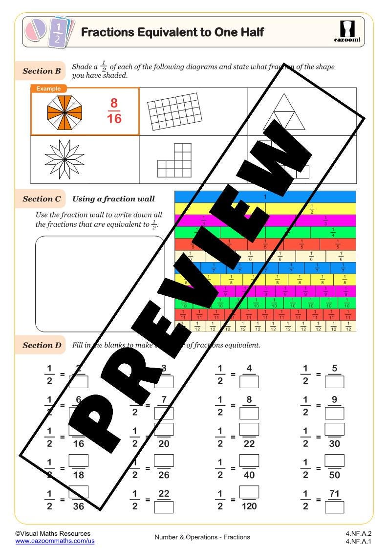 4th Grade Equivalent Fractions Worksheet | Printable Math Worksheets ...