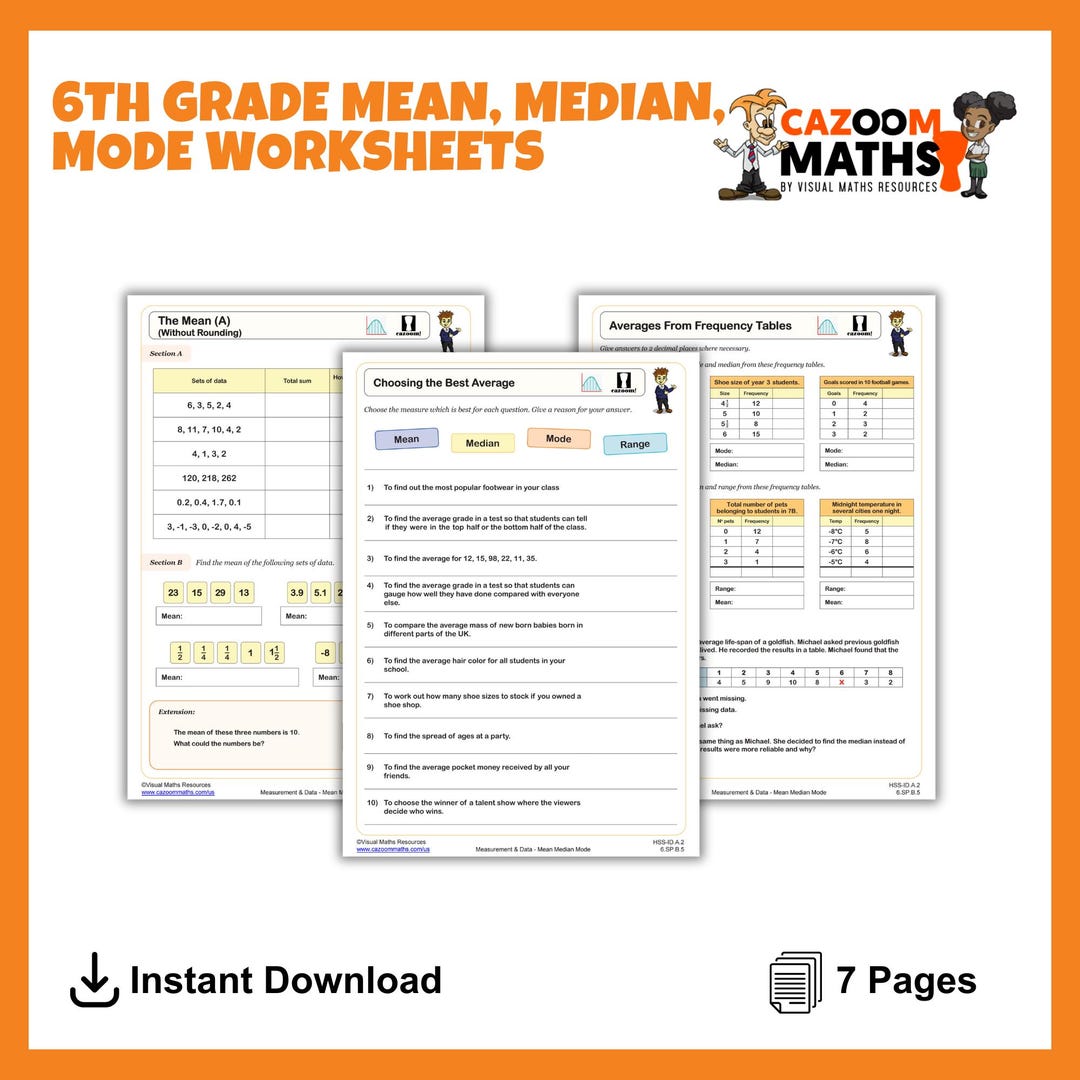 Mean Median Mode Activity for 6th Grade | CCSS Aligned Statistics ...