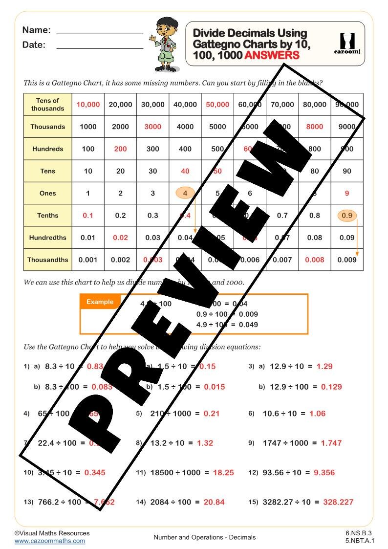 Dividing Decimals Practice Worksheets for 6th Grade | Number and ...