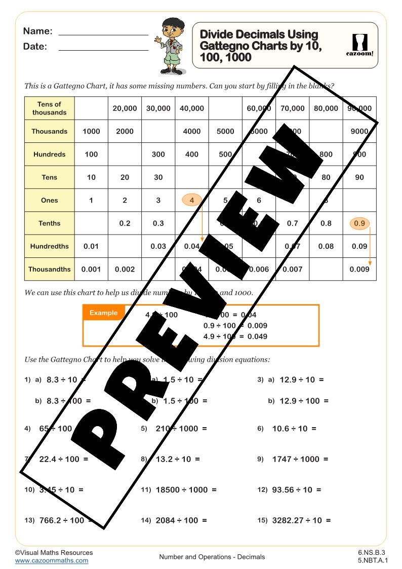 Dividing Decimals Practice Worksheets for 6th Grade | Number and ...