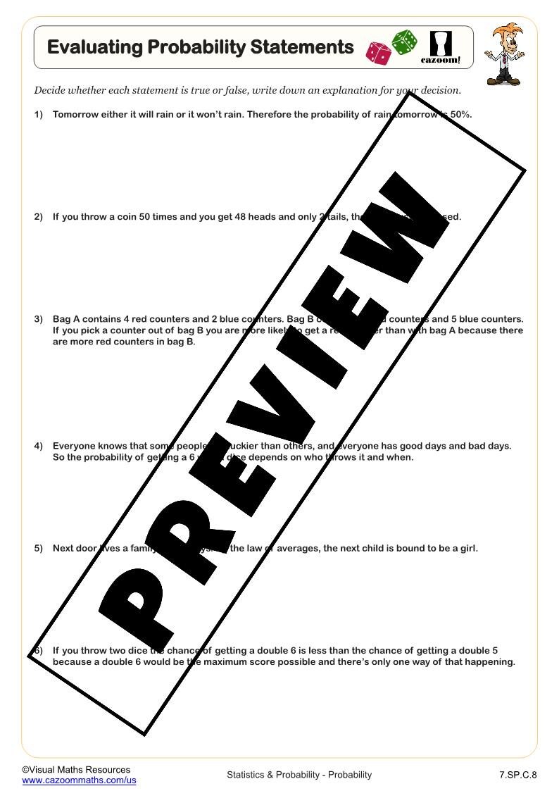7th Grade Probability Worksheets With Answers | CCSS Aligned Math ...