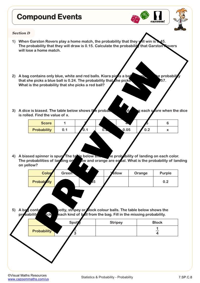 7th Grade Probability Worksheets With Answers | CCSS Aligned Math ...