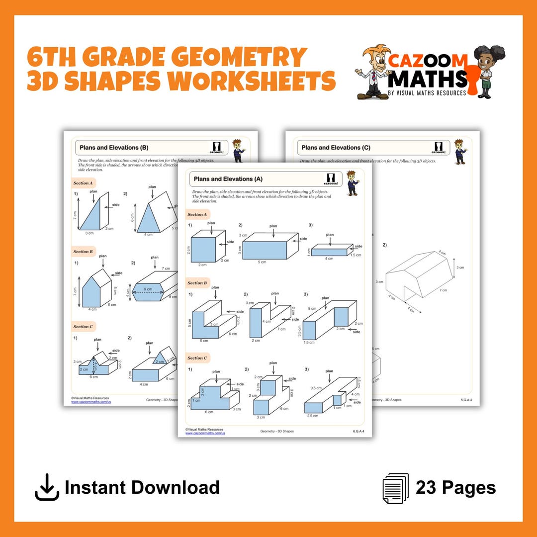 3D Shapes Worksheets for 6th Grade Geometry | Fun Properties of Shape ...