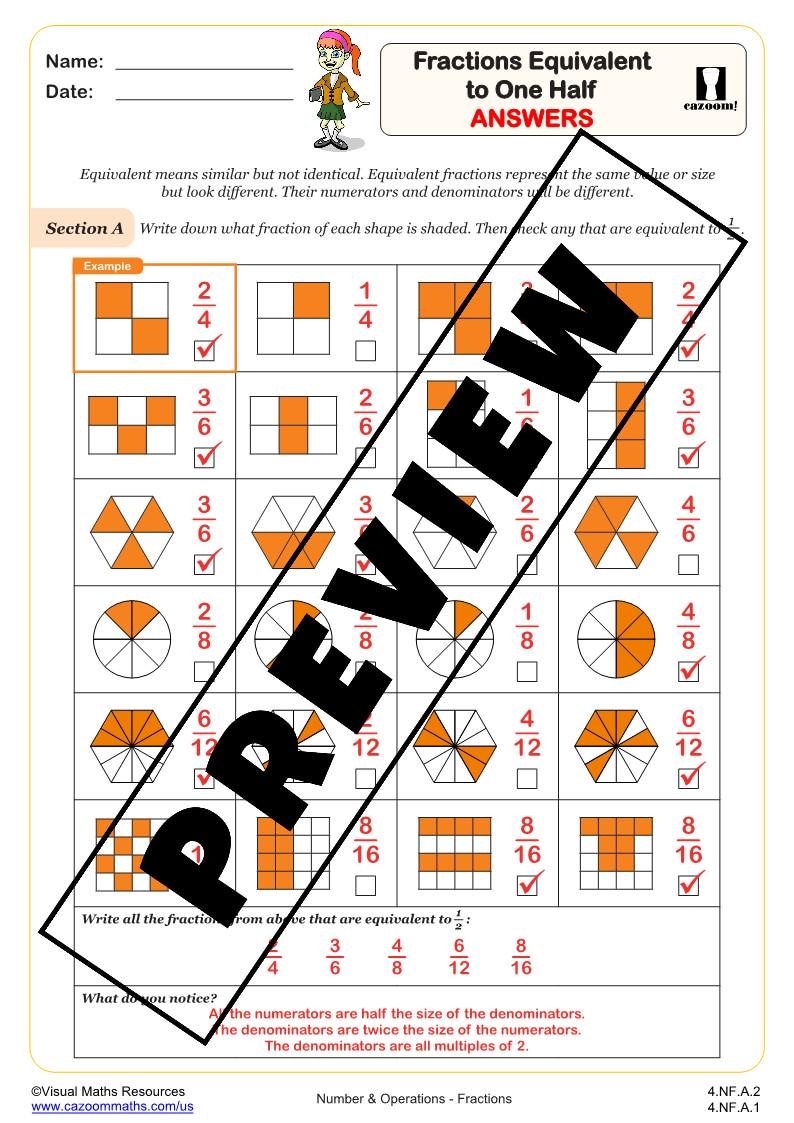 4th Grade Equivalent Fractions Worksheet | Printable Math Worksheets ...