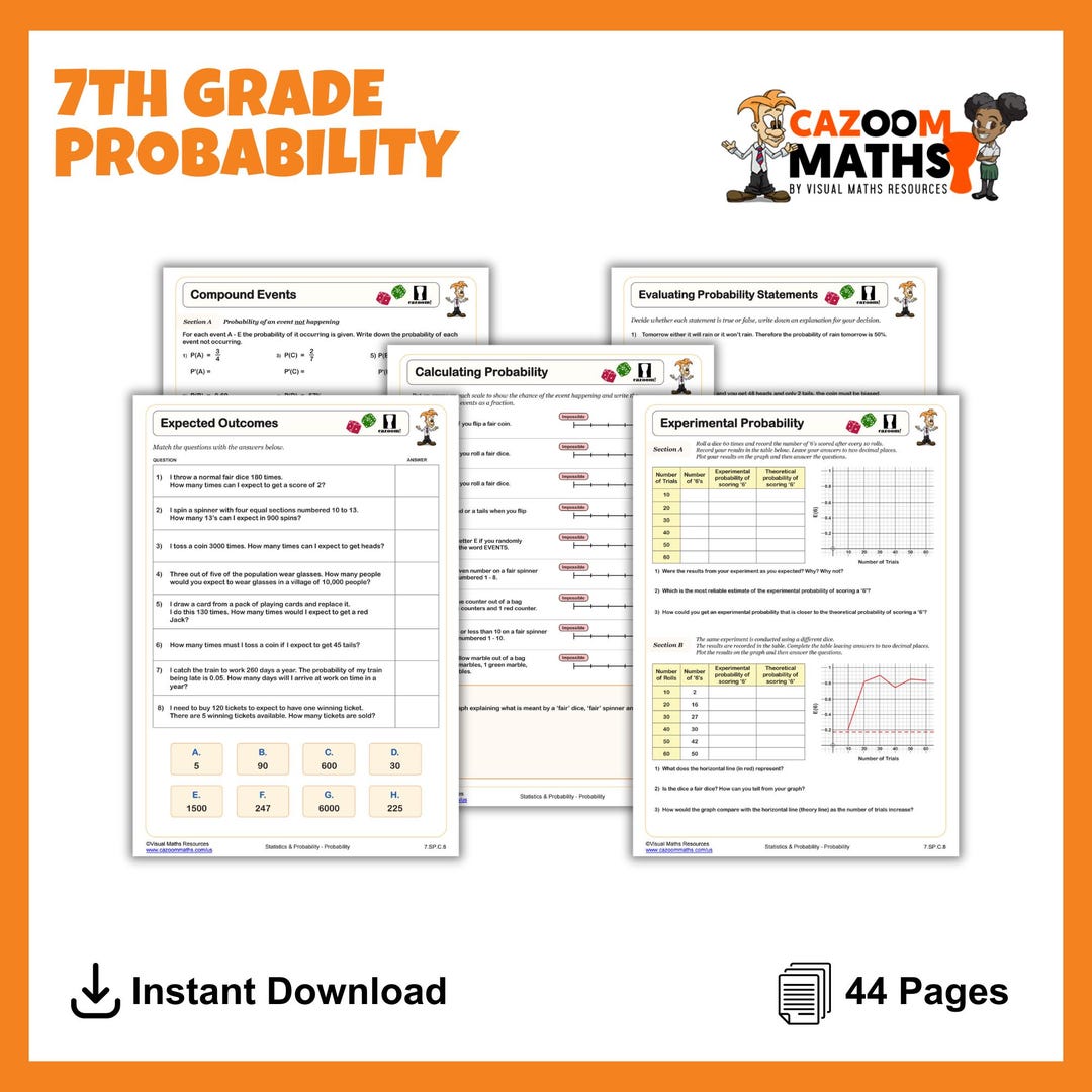 7th Grade Probability Worksheets With Answers | CCSS Aligned Math ...