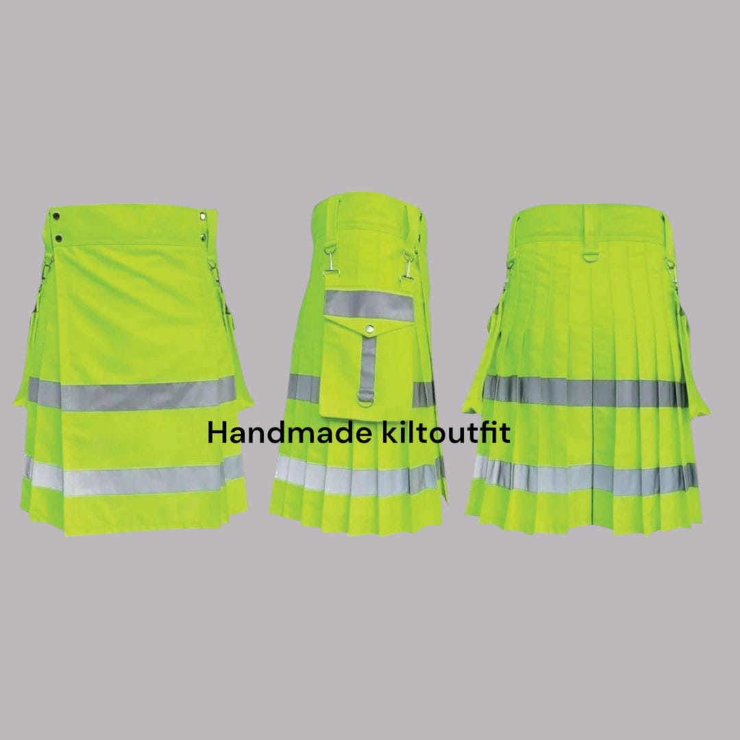Handmade Neon Green Utility Kilt: Firefighter Fashion Kilt With ...