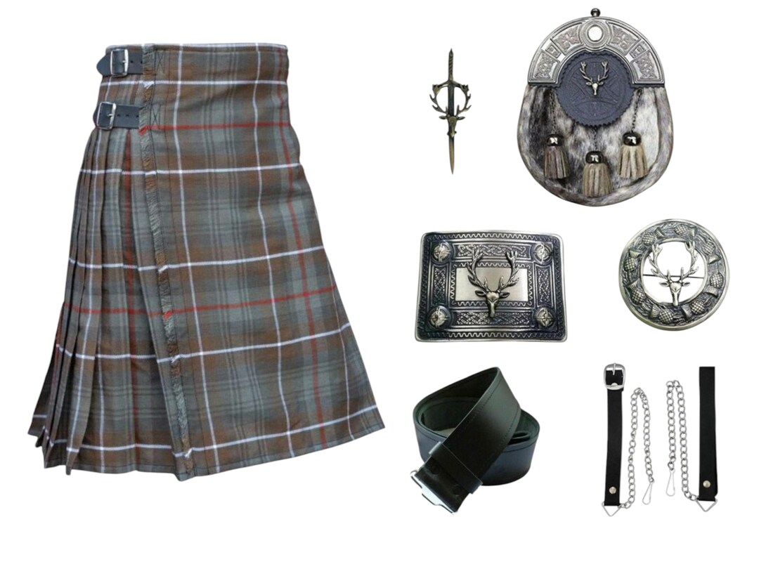Men's Mackenzie Weather Tartan Kilt Set: 8 Yard, Stag Head Sporran - Etsy