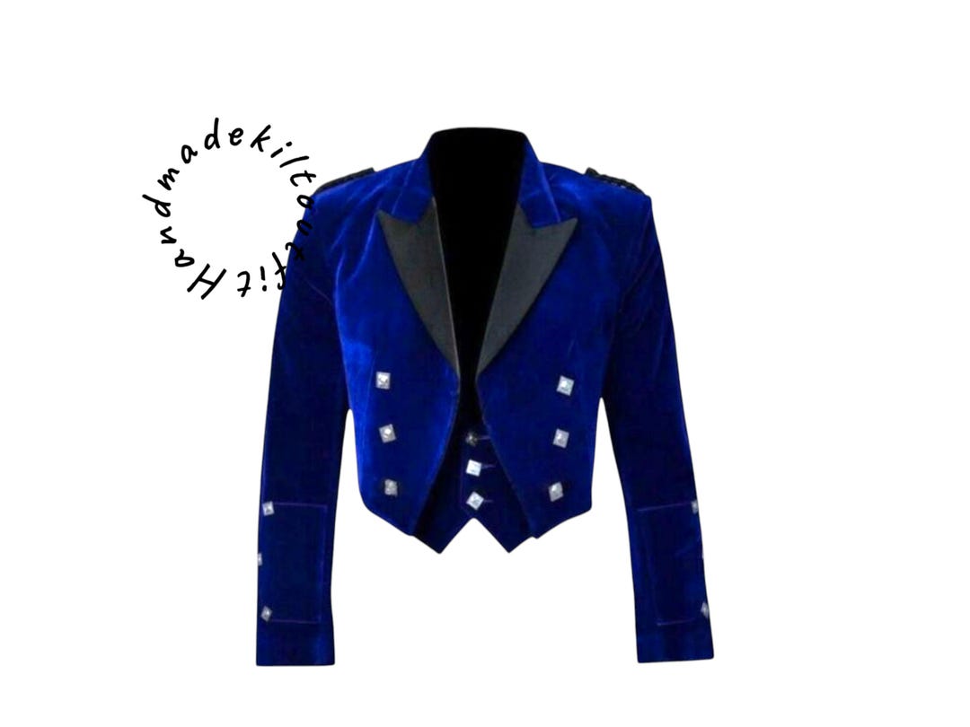 Blue Velvet Prince Charlie Jacket & Waistcoat | Scottish Highland ...