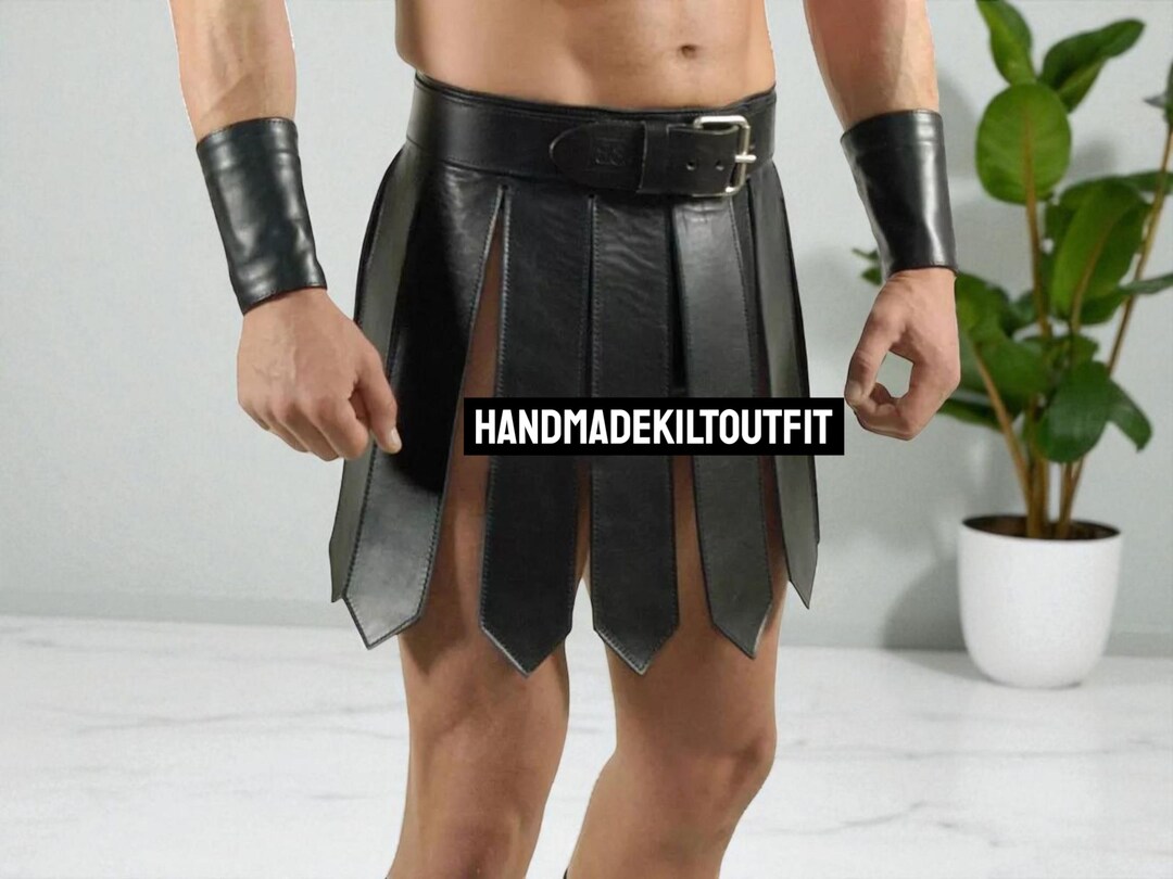 Men’s Roman Gladiator Kilt Set by AREENO | Real Leather LARP & Cosplay ...