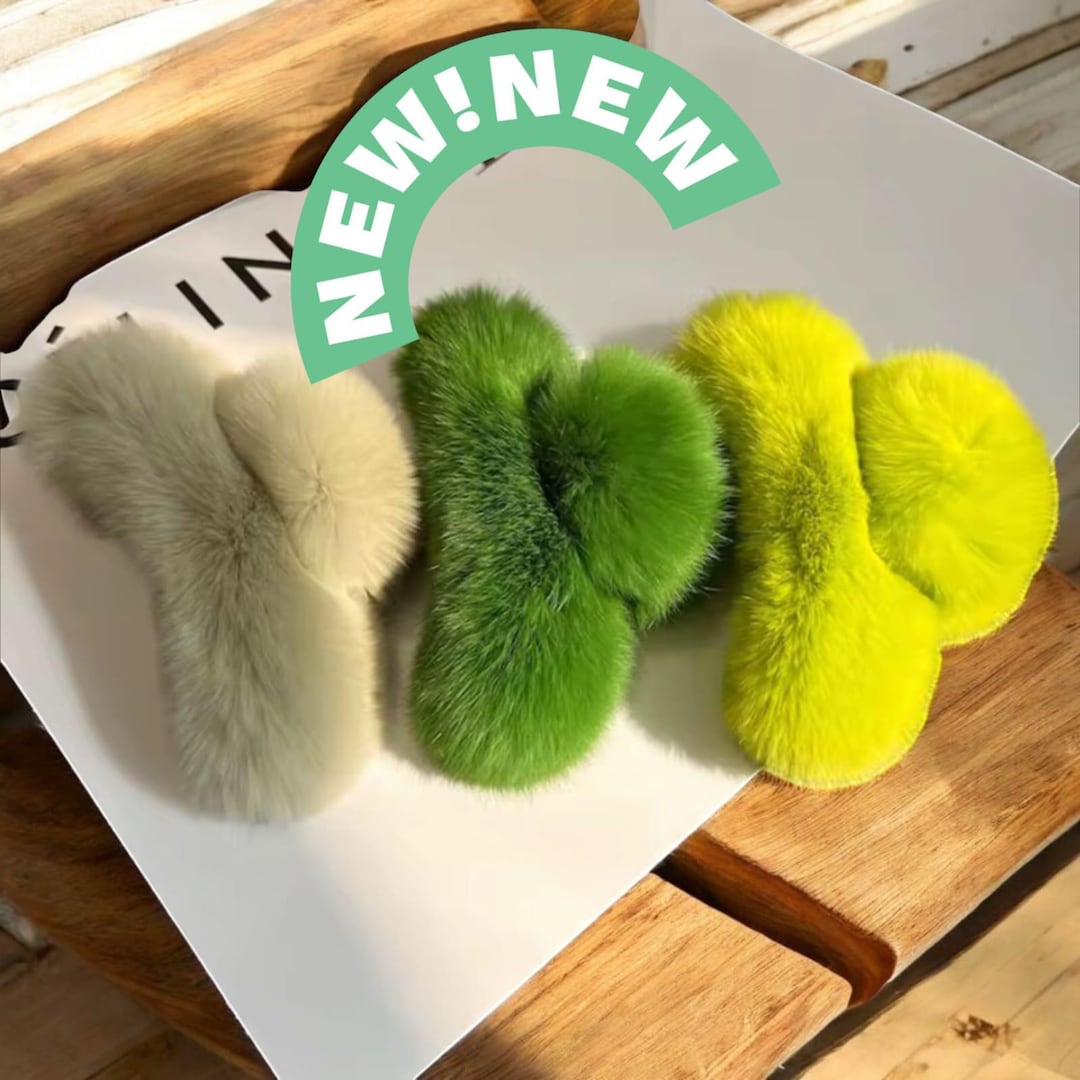 Fluffy Faux Fur Hair Clips Soft Colorful Winter Hair Accessories - Etsy