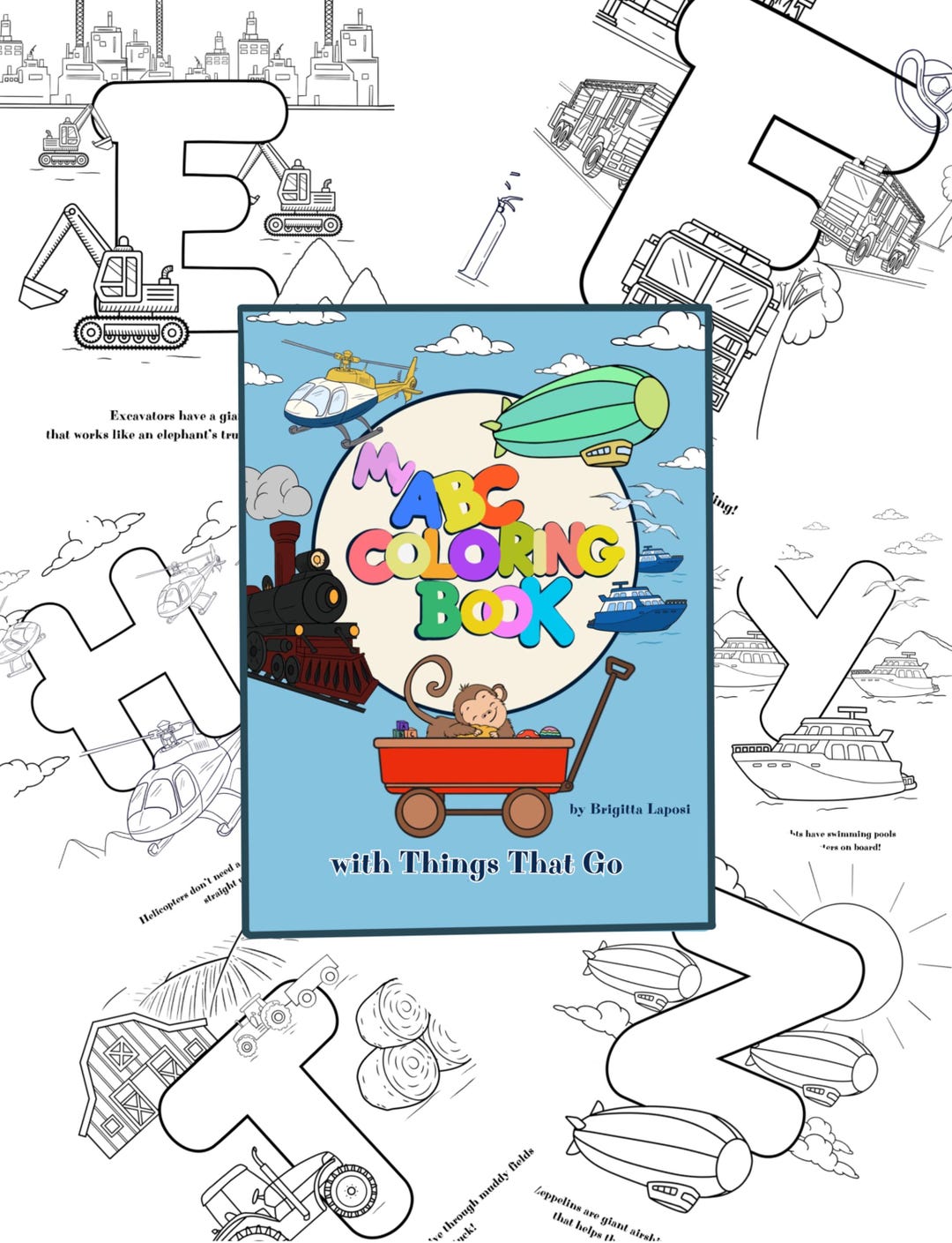 ABC Coloring Book - Things That Go, Vehicle Alphabet (PDF Pattern) - Etsy