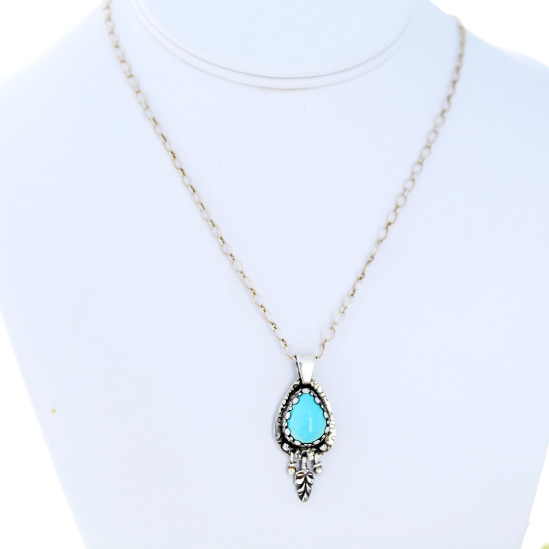 Gem Grade Lone Mountain Turquoise Pendant Sterling Silver Teardrop - Etsy