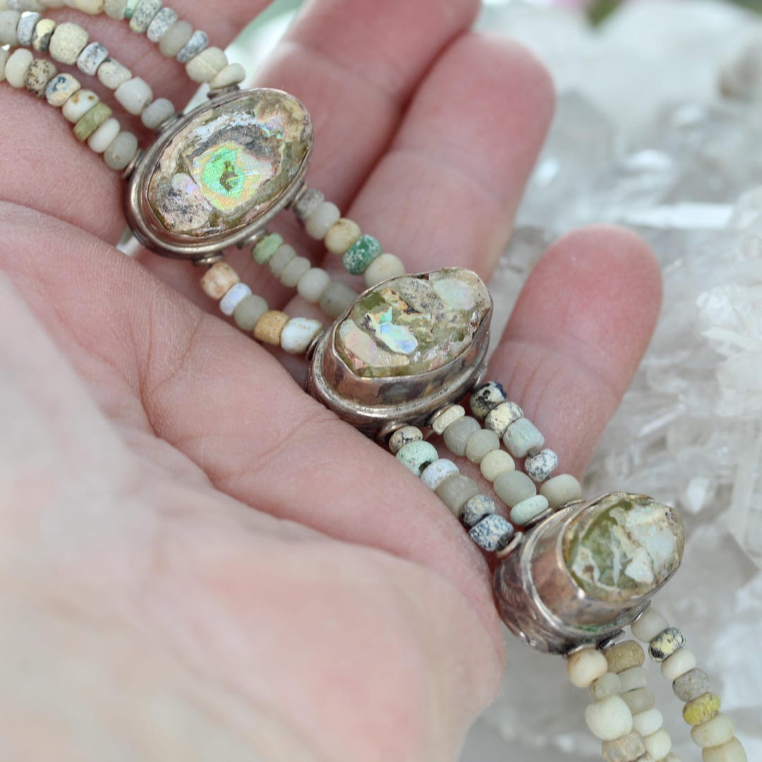 Antique Roman Glass Bracelet 3 Strand Beauty Sterling Silver - Etsy